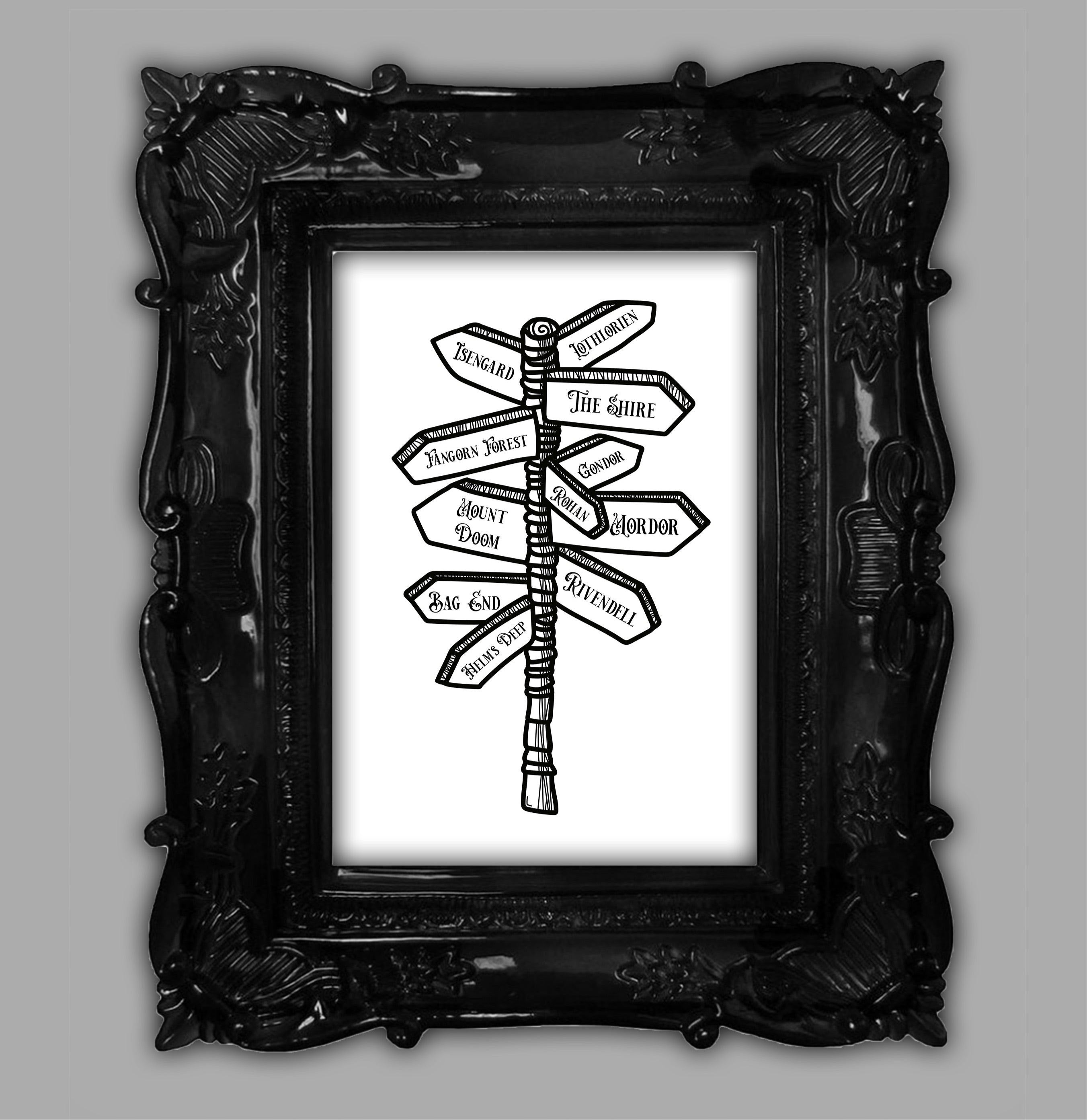 Fellowship Fantasy Signpost Art Print – Skaro Crafts